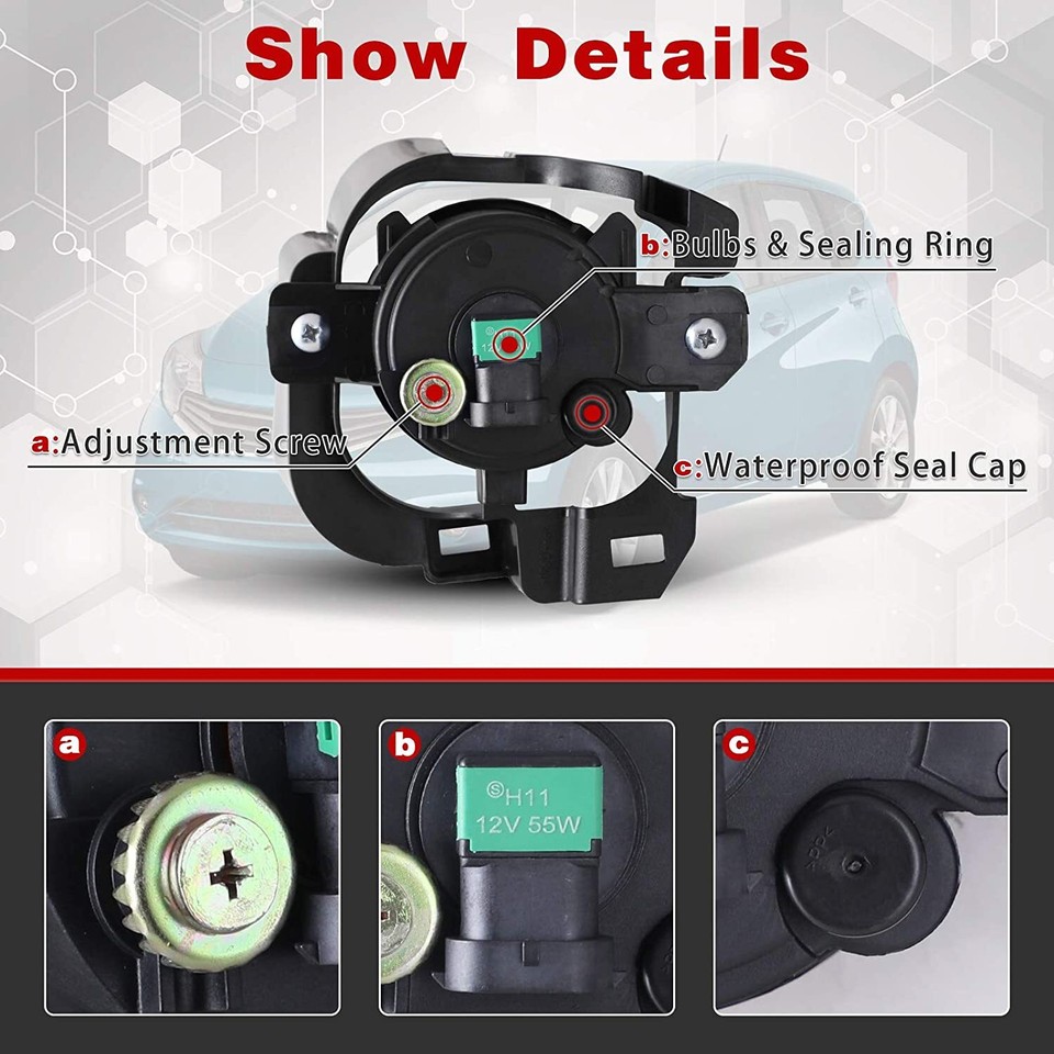Fog Lights for 2014 2015 2016 Nissan Versa Note Bumper Lamps Wiring ...