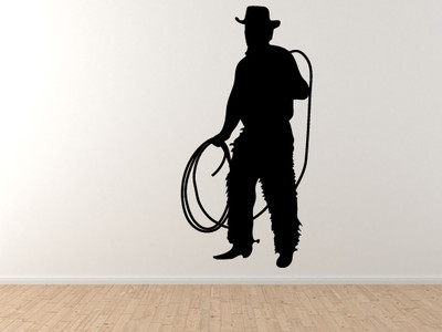 Cowboy silhouette #9 - Lasso Cattle Farmer Farmhand - Vinyl Wall Decal ...