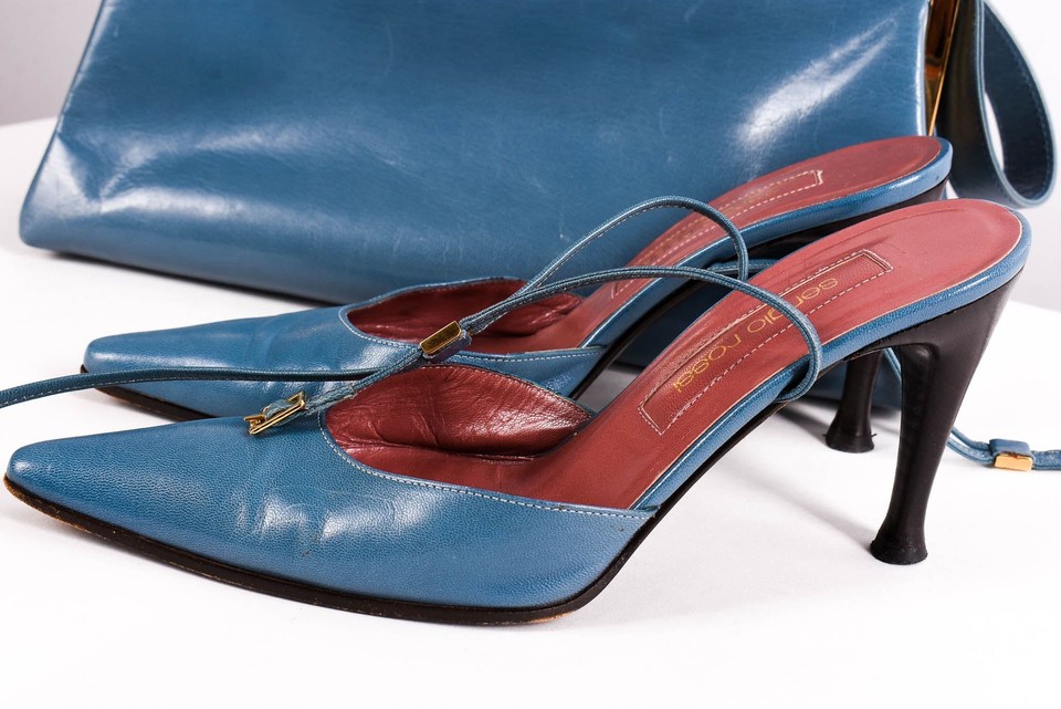 Ladies Sergio Rossi Pumps Heels Shoes / Leather Clutch Handbag Shoes ...