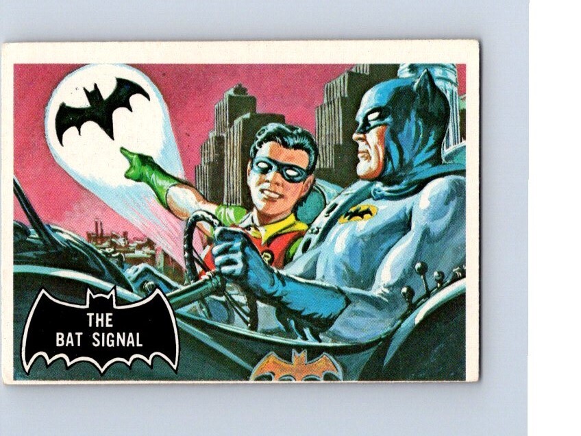 VINTAGE 1966 Batman (Black Bat) tv show card no3 THE BAT SIGNAL NO760 ...