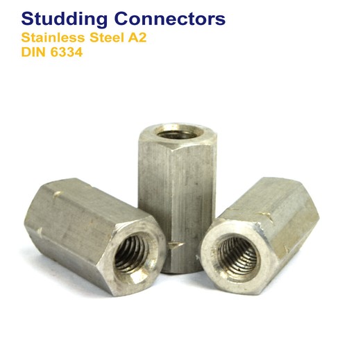 ROD BAR HEX STUDDING CONNECTOR LONG NUTS STAINLESS STEEL M5 M6 M8 M10 ...