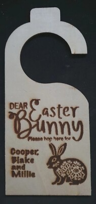 Please HOP here Easter Bunny Door Hanger Sign Wood Engraved ...