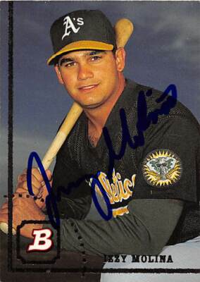 Izzy Molina autographed Baseball Card (Oakland Athletics) 1994 Bowman ...