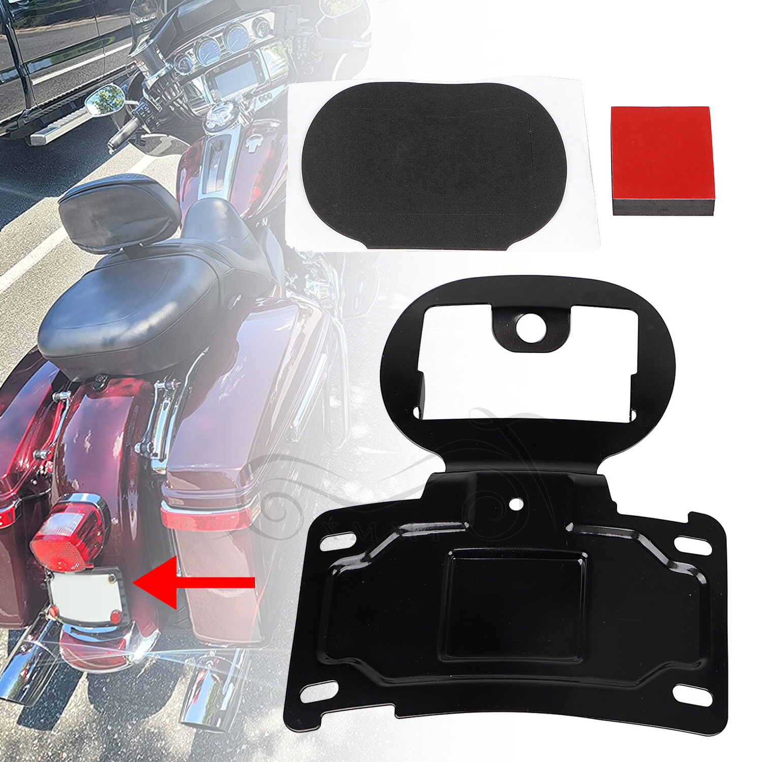 Black License Plate Relocation Bracket Mount Kit For Harley Electra ...