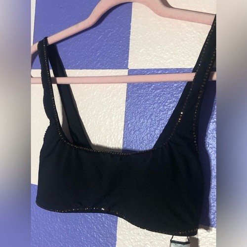 NWT L*Space RARE Prince Black Bikini Top with Amber Rhinestones - Size ...