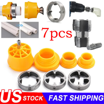 7Pcs PVC Thread Maker Tool NPT Die Set Pipe Round Threader 1/2" 3/4" 1 ...
