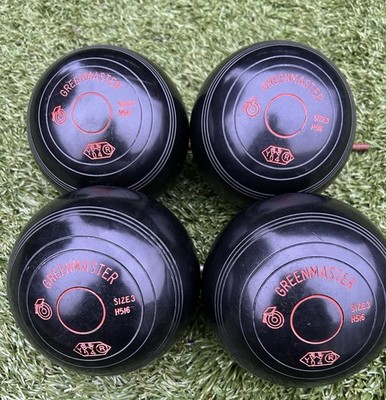 Greenmaster Lawn Bowls Size 3. Black. Set of 4. | eBay UK
