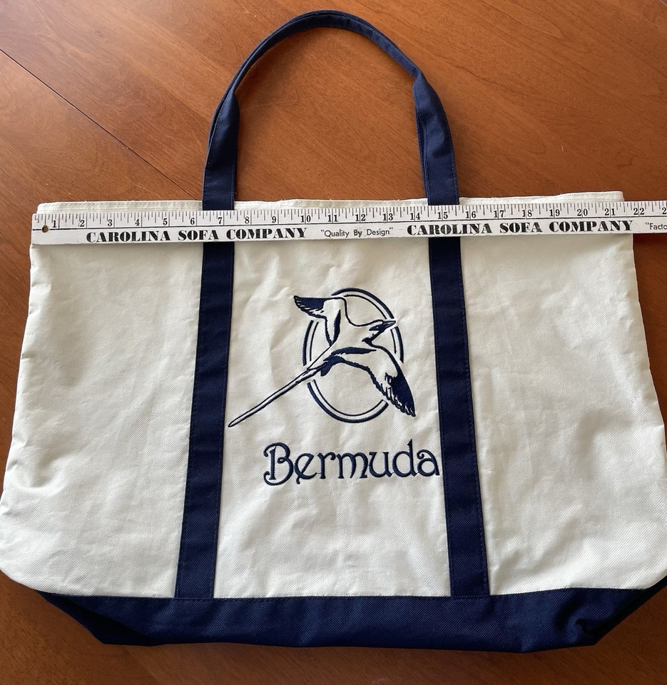 Bermuda Embroidered Zippered Canvas Tote Bag | eBay