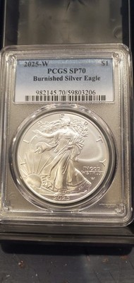 Perfection! 2025-W PCGS SP70 Burnished Silver Eagle | eBay