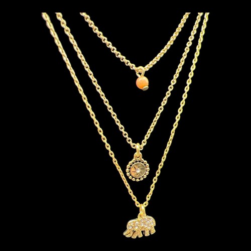 Sequin Color Karma Good Luck Triple Strand Necklace Gold Tone New ...