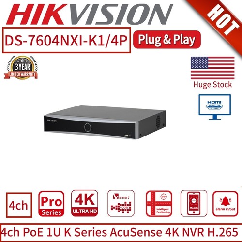HIKV 4CH 8MP NVR DS-7604NXI-K1/4P POE H.265 Acusense NETWORK VIDEO ...