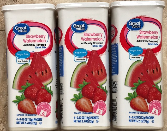 Great Value Strawberry Watermelon Drink Mix 6 Count 2.5 Oz for sale ...