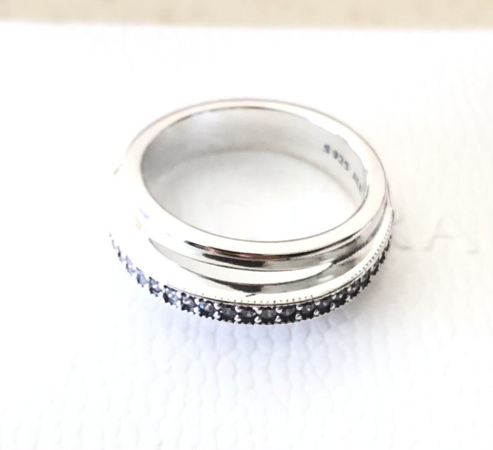 Pandora Triple Band Pavé Ring #199040C01 +HINGED BOX +POLISH CLOTH | eBay