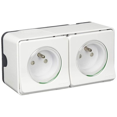 Double prise de courant blanche en saillie étanche Mureva | eBay