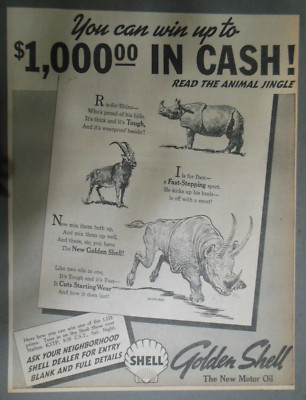 Shell Gas Ad: Jungle Jingle ! Fantasy Animal Hybrids! 1930s Size: 14 x ...