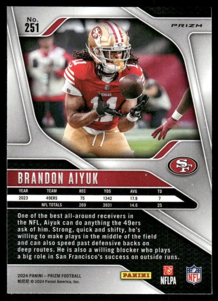 2024 Panini Prizm Prizms Green Wave #251 Brandon Aiyuk - FB | eBay
