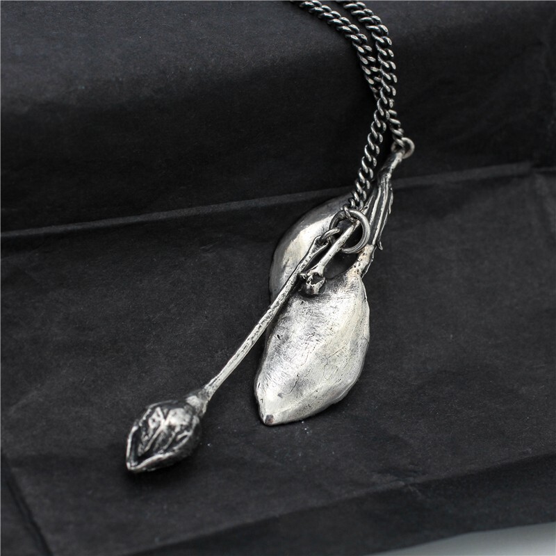 925 sterling silver handmade Munich Industrial Dark Rose bud necklace ...