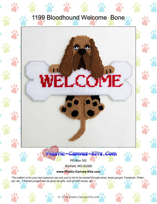 Bloodhound and Bone Welcome Sign- Plastic Canvas Pattern or Kit | eBay
