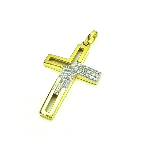 Gold Pendant cross From 333 Yellow Gold with Stones | eBay