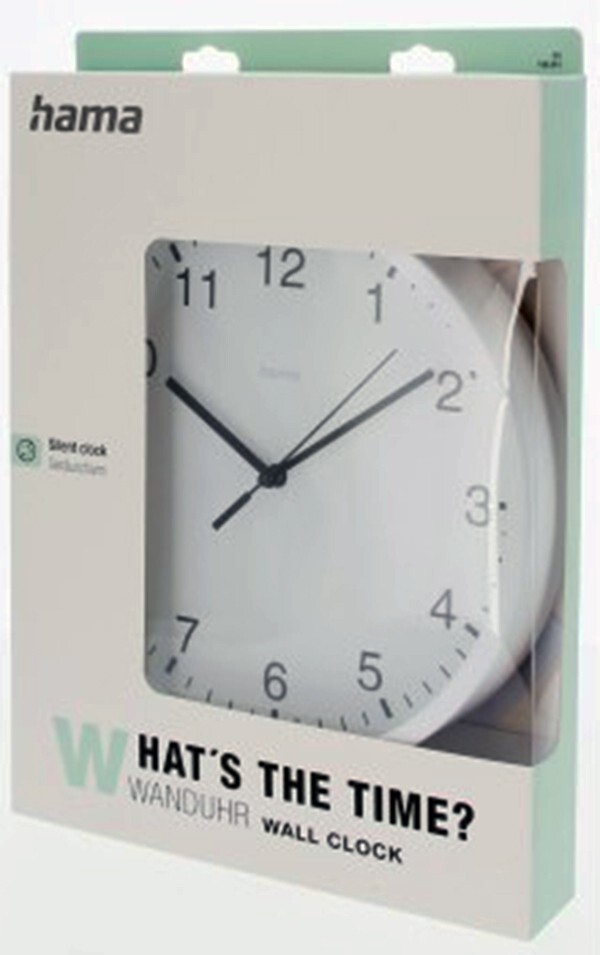 Hama Pure Wall Clock 25cm Silent Quiet in White Sweeping hands #186341 ...