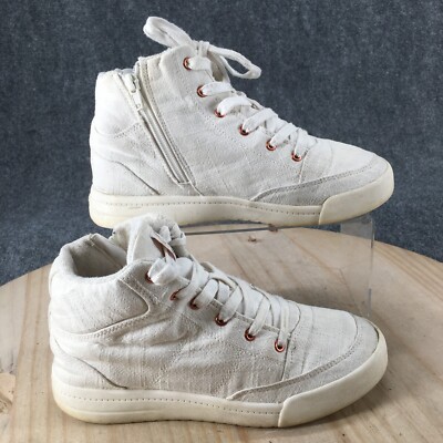 Roxy Surf Shoes Womens 8 High Top Wedge Sneakers White Fabric Lace Up ...