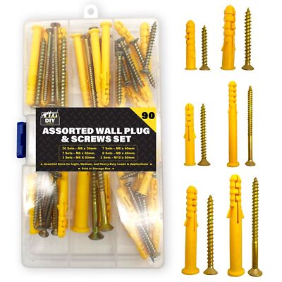 90-270Pcs Wall Plugs and Screws Set For Heavy Duty Raw Rawl ...