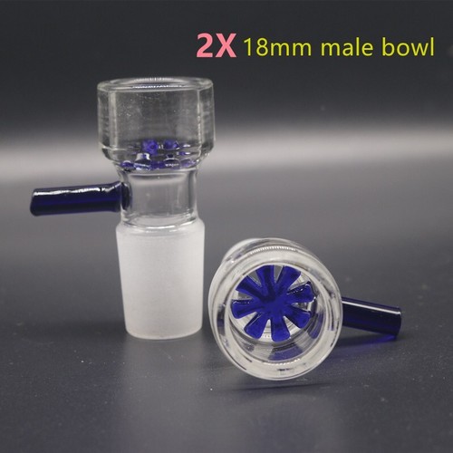 2x 18MM Glass Bong BOWL Hookah GREEN STAR SCREEN Slide Tobacco 18 MM ...