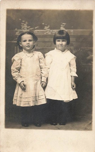 Postcard RPPC 2 Little Girls AZO Stamp Box | eBay