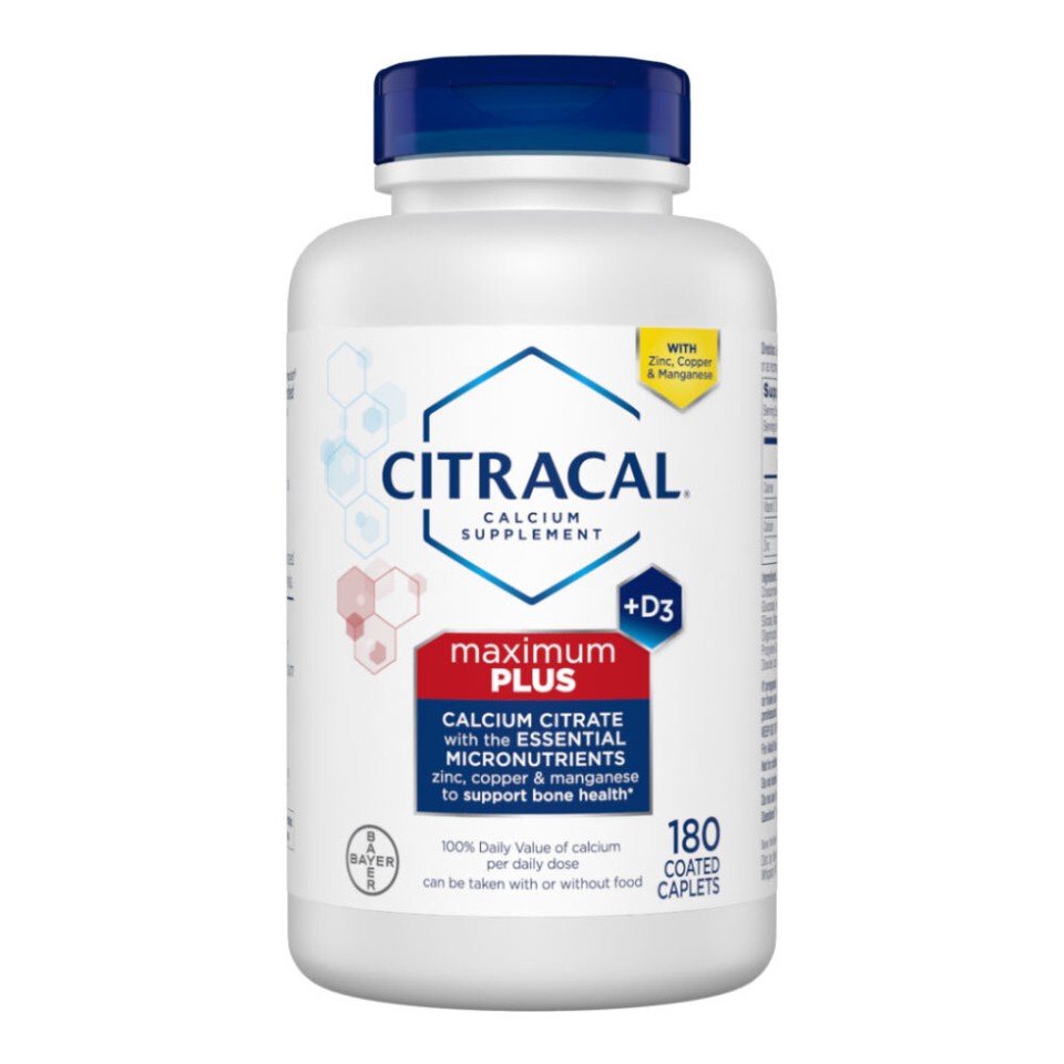Citracal Maximum Plus 650 mg Calcium Citrate + D3, Zinc, Copper, 180 ...
