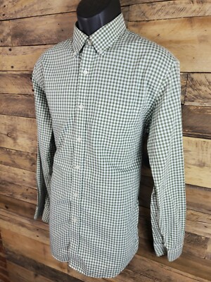 L L Bean Button Down M Regular Checkers Green White Chest 46" Length 30 ...