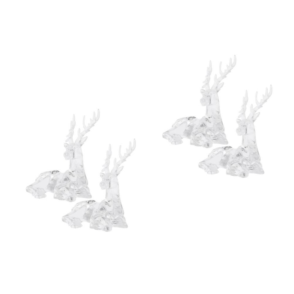 2 Pcs Christmas Acrylic Reindeer Statues Clear Deer Figurines Xmas ...