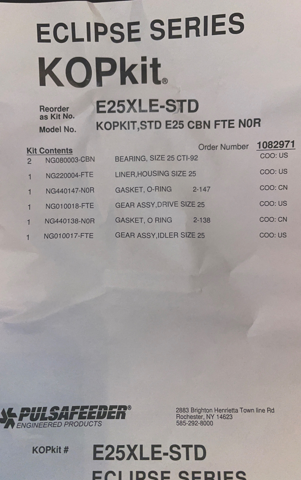 Pulsafeeder Eclipse 25 Kopkit | eBay