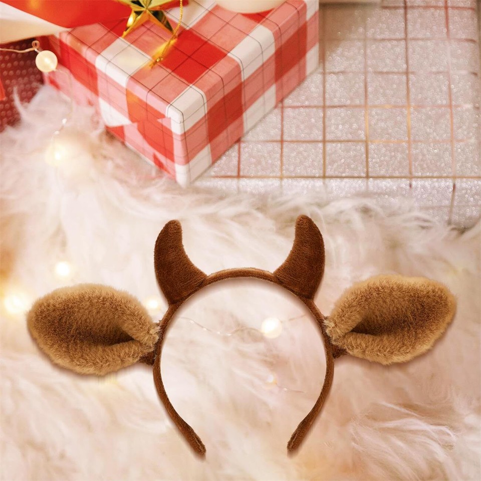 4Pack Brown Cow Ears Headband Cute Animal Ears Headband Furry Fluffy ...