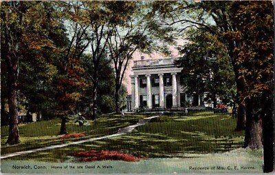 Vintage Postcard Norwich, CT Home of David A. Wells JX13 | eBay
