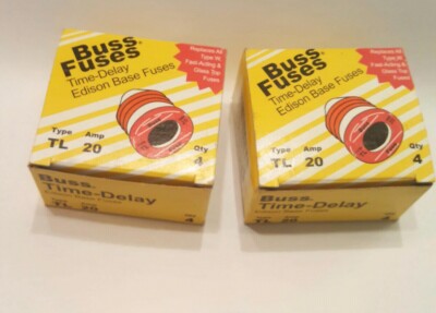 Lot of 8 Buss TL20 Fuses 20 Amp 125V Bussmann TL-20 Time Delay Edison ...