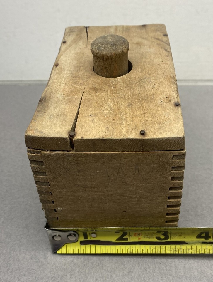 Antique Vintage Primitive Dovetailed Rustic Wood Butter Mold Press ...