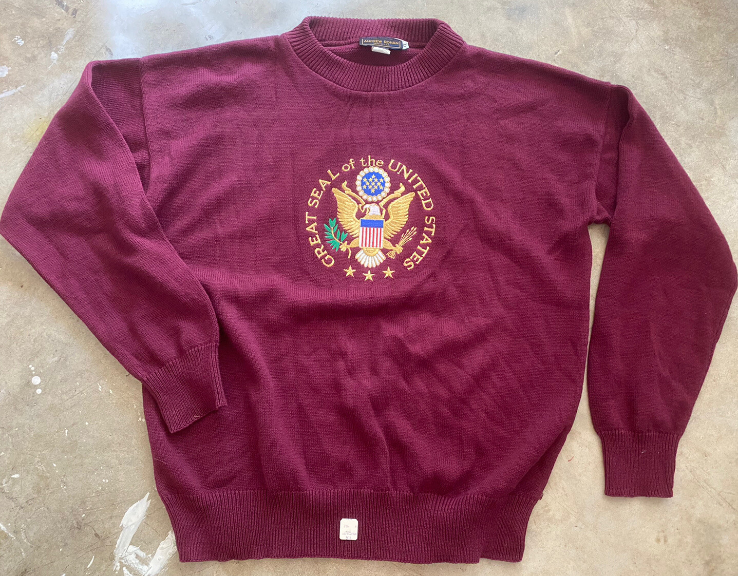 Vintage 90's DEADSTOCK Great Seal United States Andrew Rohan Sweater ...