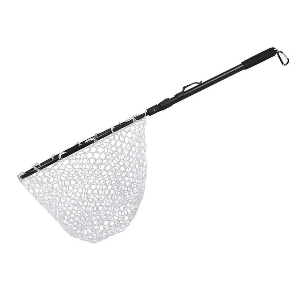 Folding Fly Fishing Net Fish Landing Net Trout Bass Net Soft Clear ...