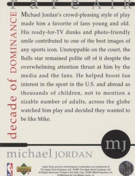 1997 Upper Deck Jordan Rare Air - Michael Jordan #64 for sale | eBay