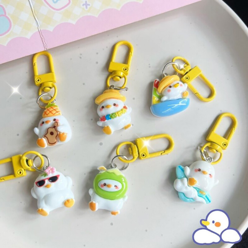 Cute Vacation Duck Keychain Bag Pendant Key Ring Car Hanging Trinket ...