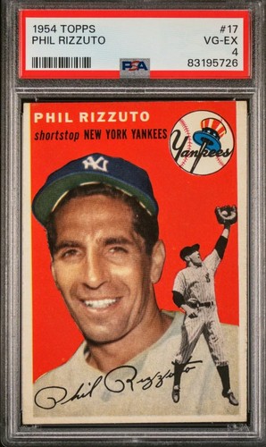 ⚾ PHIL RIZZUTO GRADED PSA 1954 Topps #17 Baseball Card HOF Yankees ...