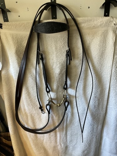 Western horse bridle with 5" snaffle bit and Smooth Split Reins | eBay