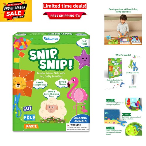 Scissor Skills Activity Book - Snip Snip Animals, Stocking Stuffers, 25 ...