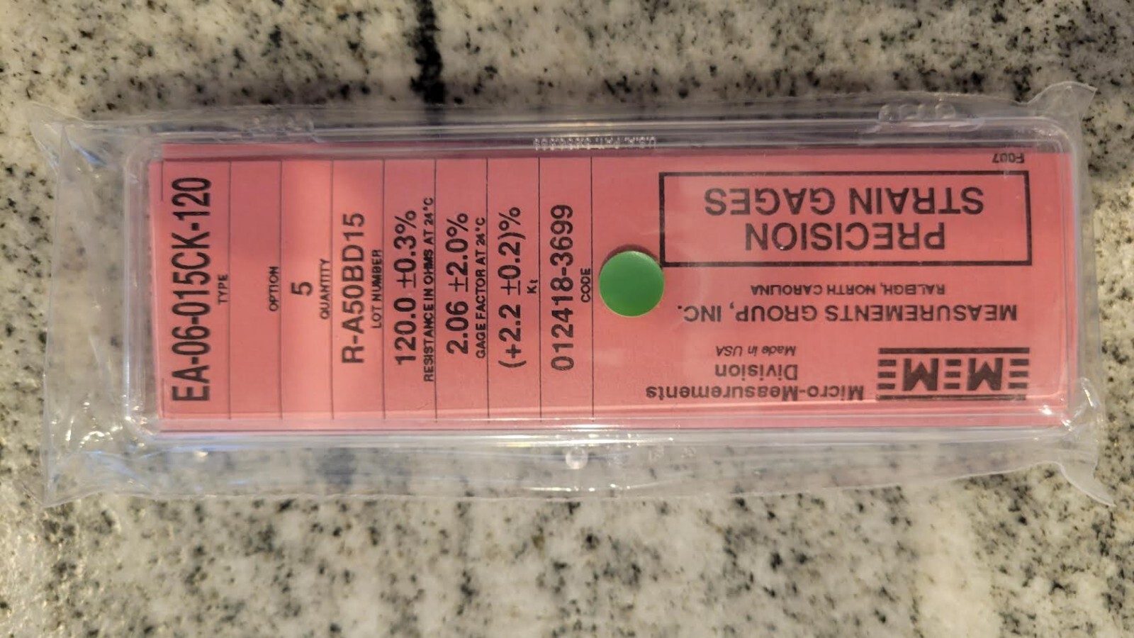 Vishay Micro Measurements Precision Strain Gage EA-06-015CK-120, 5 Pack ...