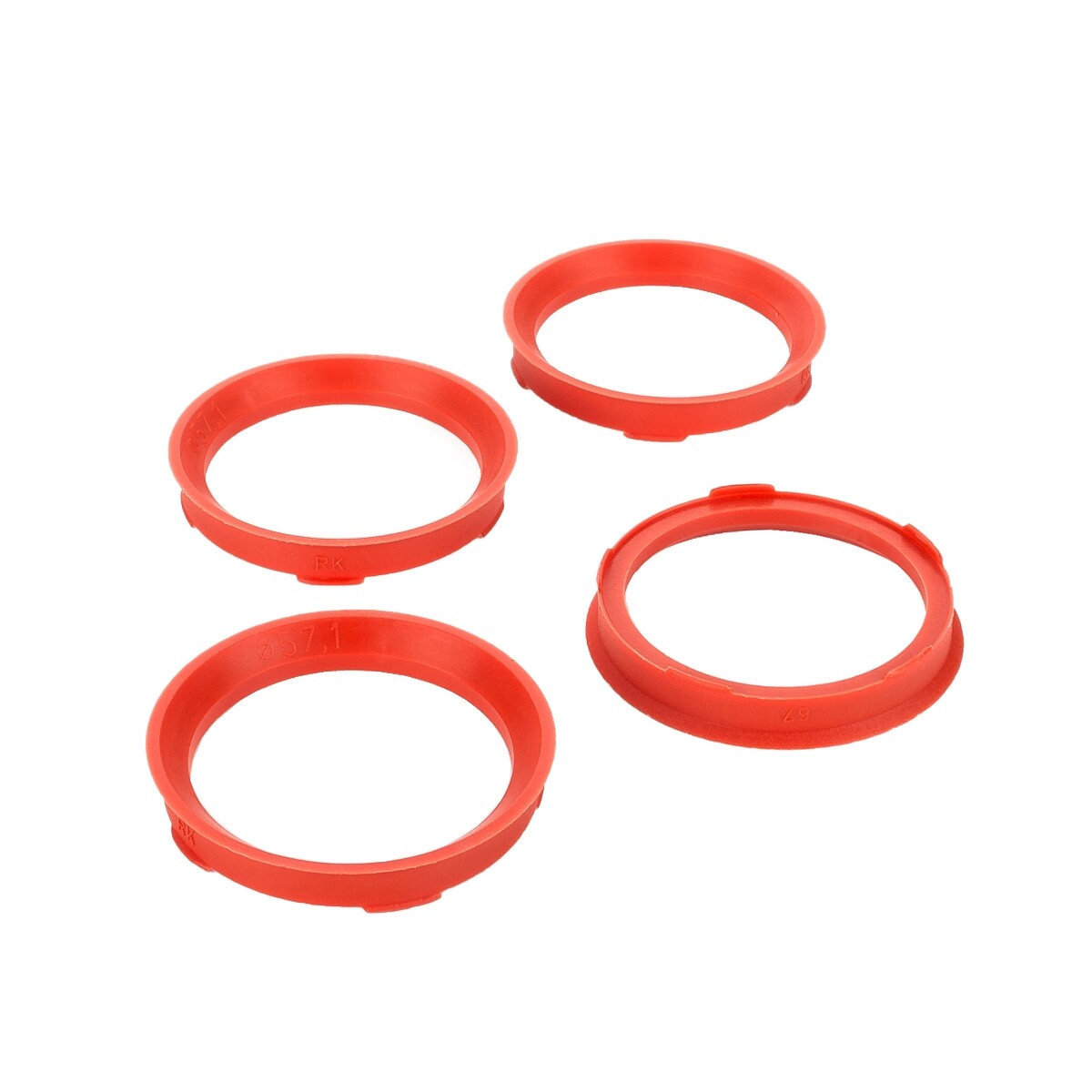 4x Centering Ring Orange for Alloy Wheels Hub Ø 57,1 MM - Ø 67,0 MM for ...