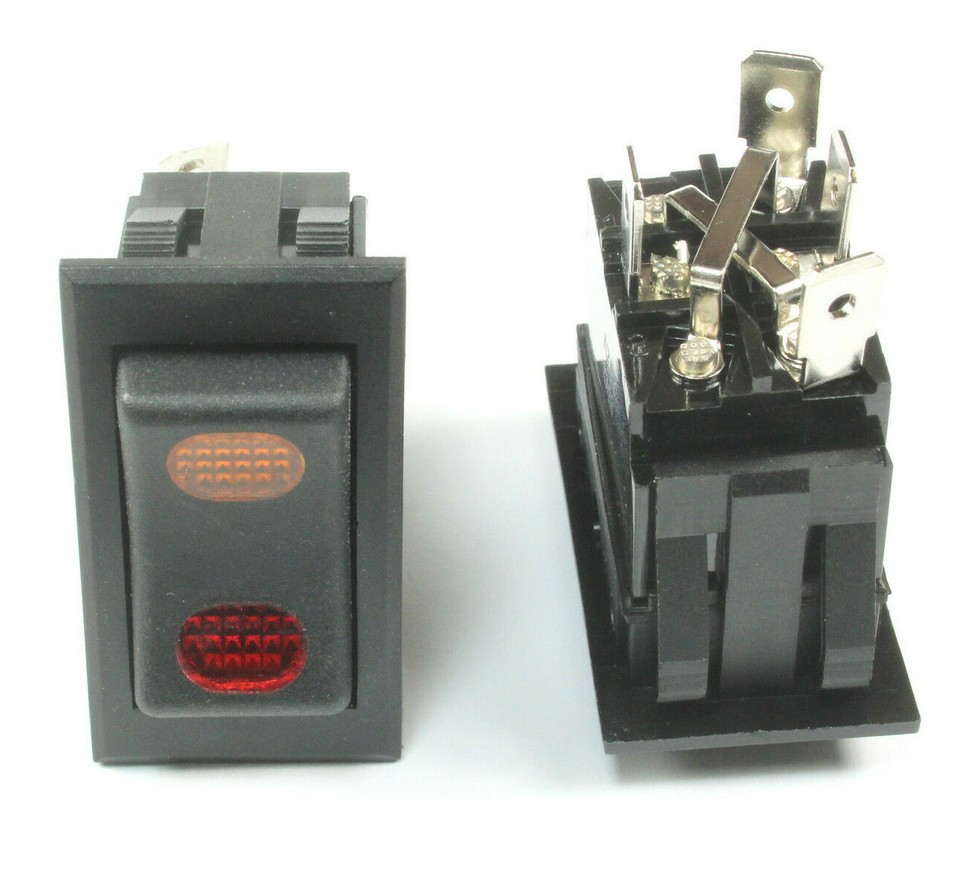 1 pc. Maintained Lighted Rocker Switch SPDT 10A @ 12V DC, Black , ON ...