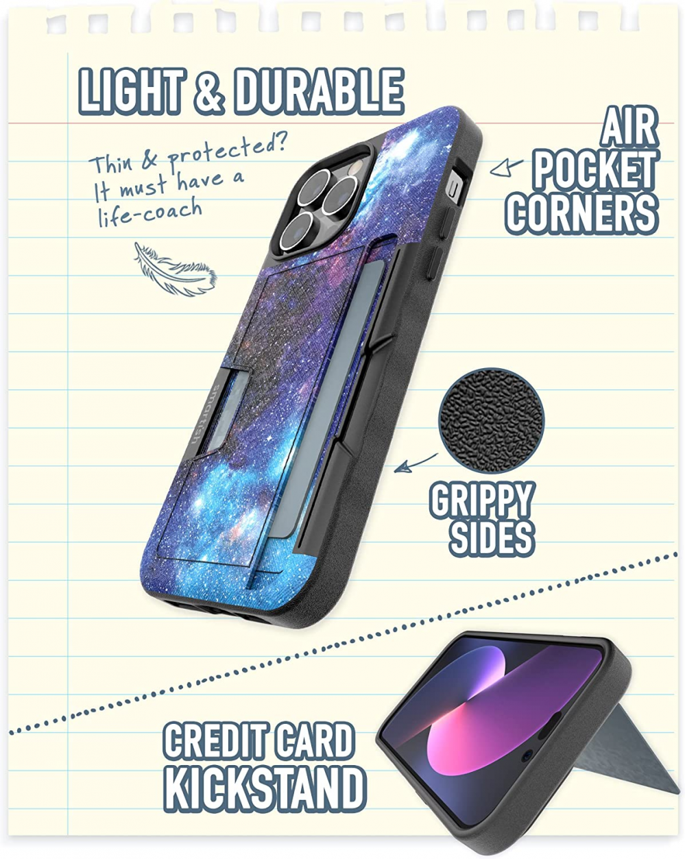 Smartish Wallet Slayer Vol. 2 Case for Apple iPhone 14 Pro Max - Spaced ...