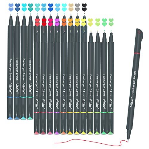 24 Colored Journaling Pens Fine Line Point Drawing Marker Pens For ...