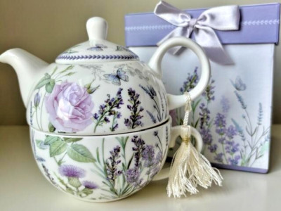 DELTON 5.8" PURPLE LAVENDER TEA FOR ONE SET IN GIFT BOX | eBay