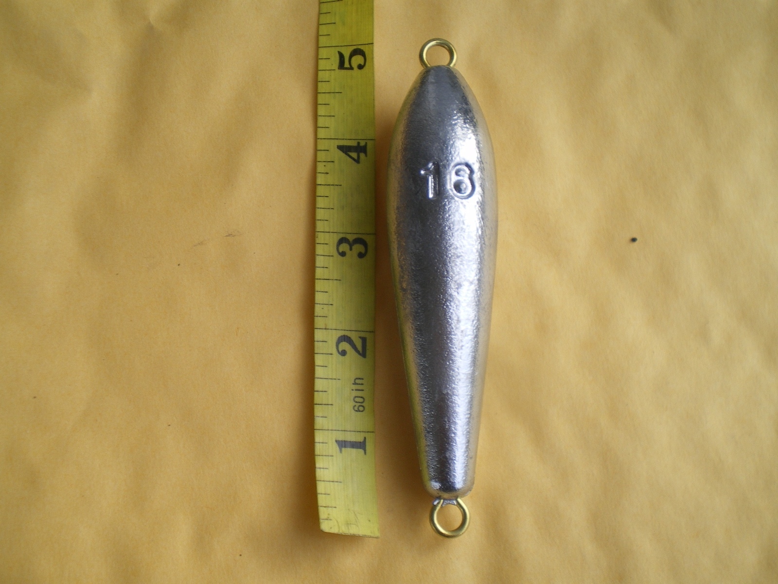 2 PCS. INLINE TROLLING SINKER 16 OZ. #3 BRASS WIRE EYE, G/QUALITY F/DO ...